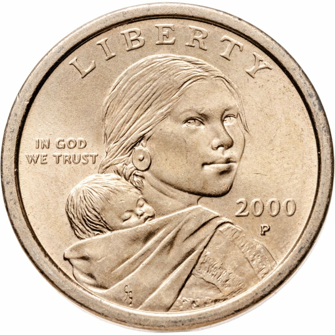 США 1 доллар dollar 2000 P Sacagawea dollar Сакагавея доллар - парящий орёл знак монетного двора "P" - Филадельфия, Медь, в сохранности UNC