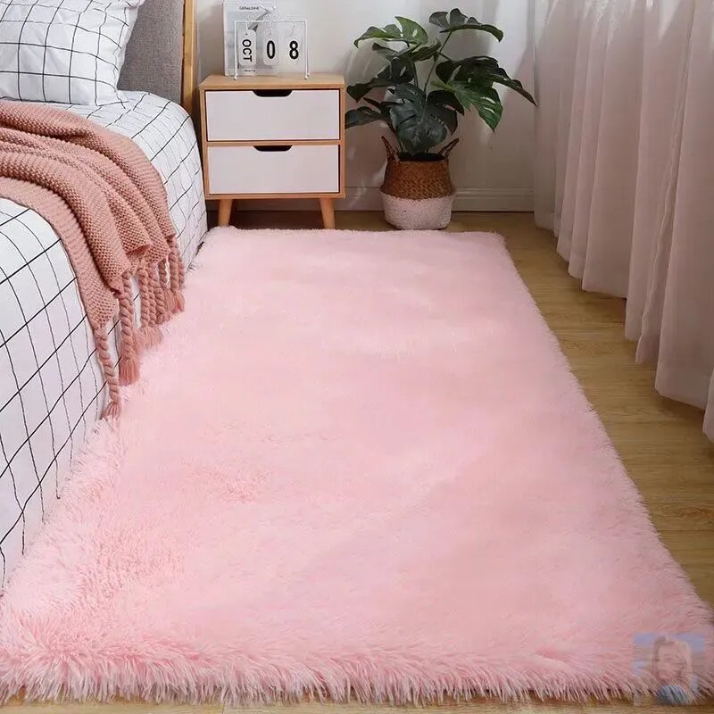 Коврик прикроватный, мягкий, пушистый, розовый, 140x200 см, из искусственного меха