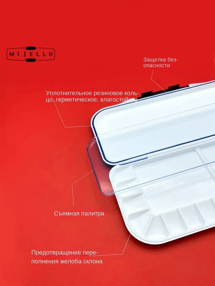 Mijello Fusion 18 Палитра для акварели Blue, 1 шт, пластиковая палитра с крышкой для художников — фото 1