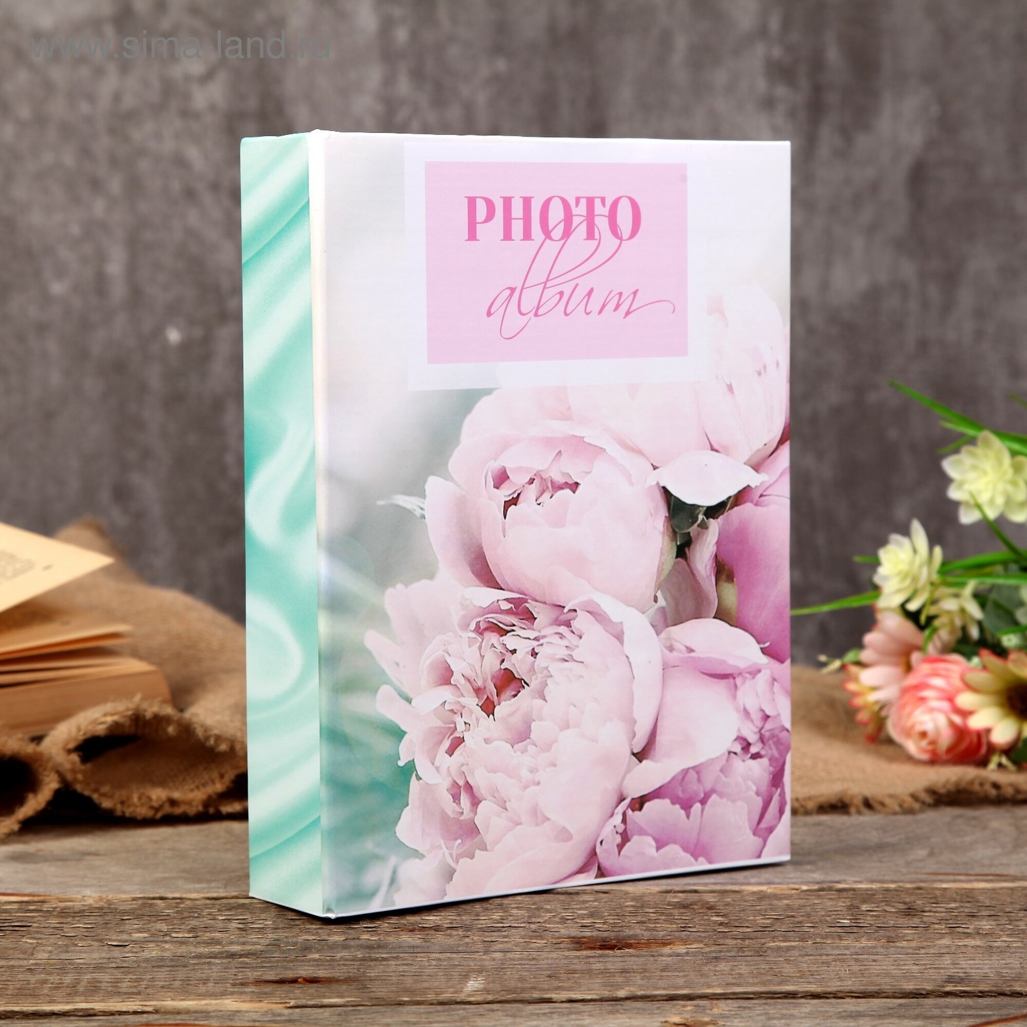 Фотоальбом на 200 фото 10×15 см Keep memories «Розовые королевские пионы», 26.5×17.5×5 см