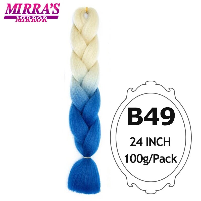 24 Inch Jumbo Braids Extensions Synthetic Braiding Hair Afro Ombre Color Fake Hair for Woman Braid Purple Blue Pink White Hair