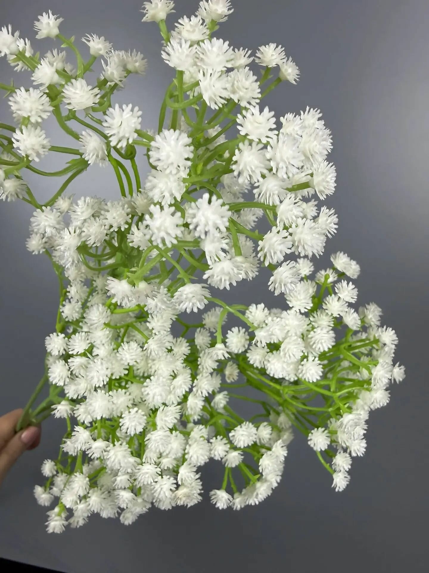 Искусственные цветы для декора гипсофила пышная белая 3 ветки 70 см
