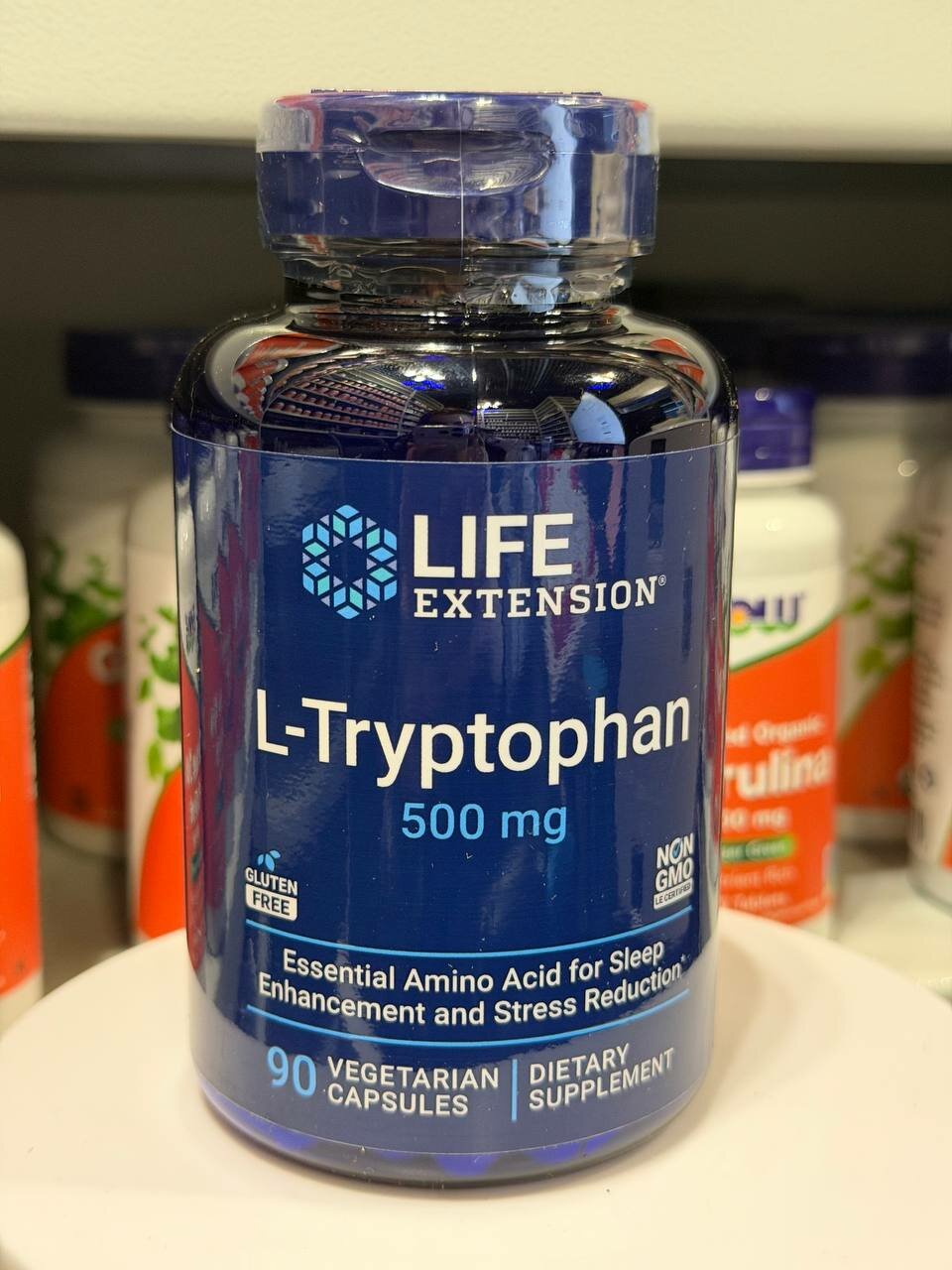 Life Extension L-Tryptophan 500 мг, L-триптофан для сна, настроения и нервной системы, 90 капсул