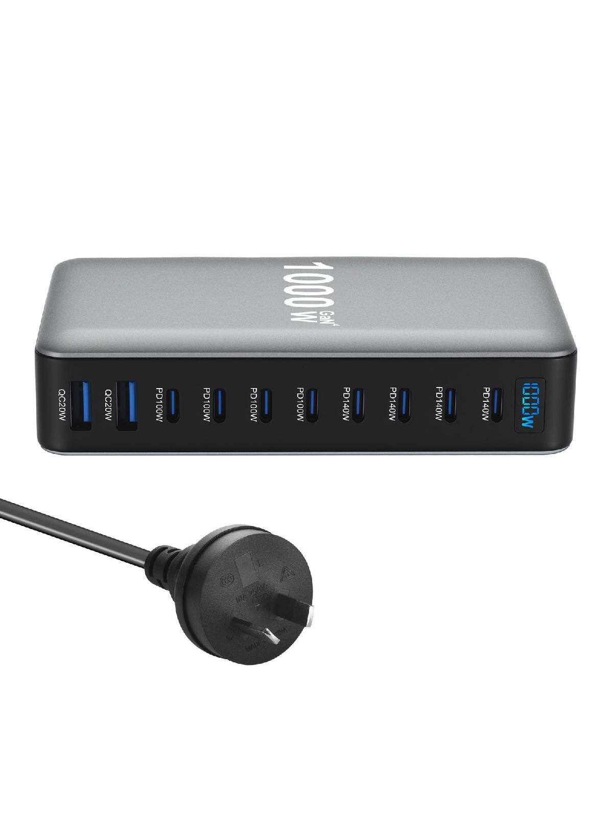 1000 Вт Многопортовое Настольное USB-Зарядное Устройство USB C с Функцией Быстрой Зарядки для Дома