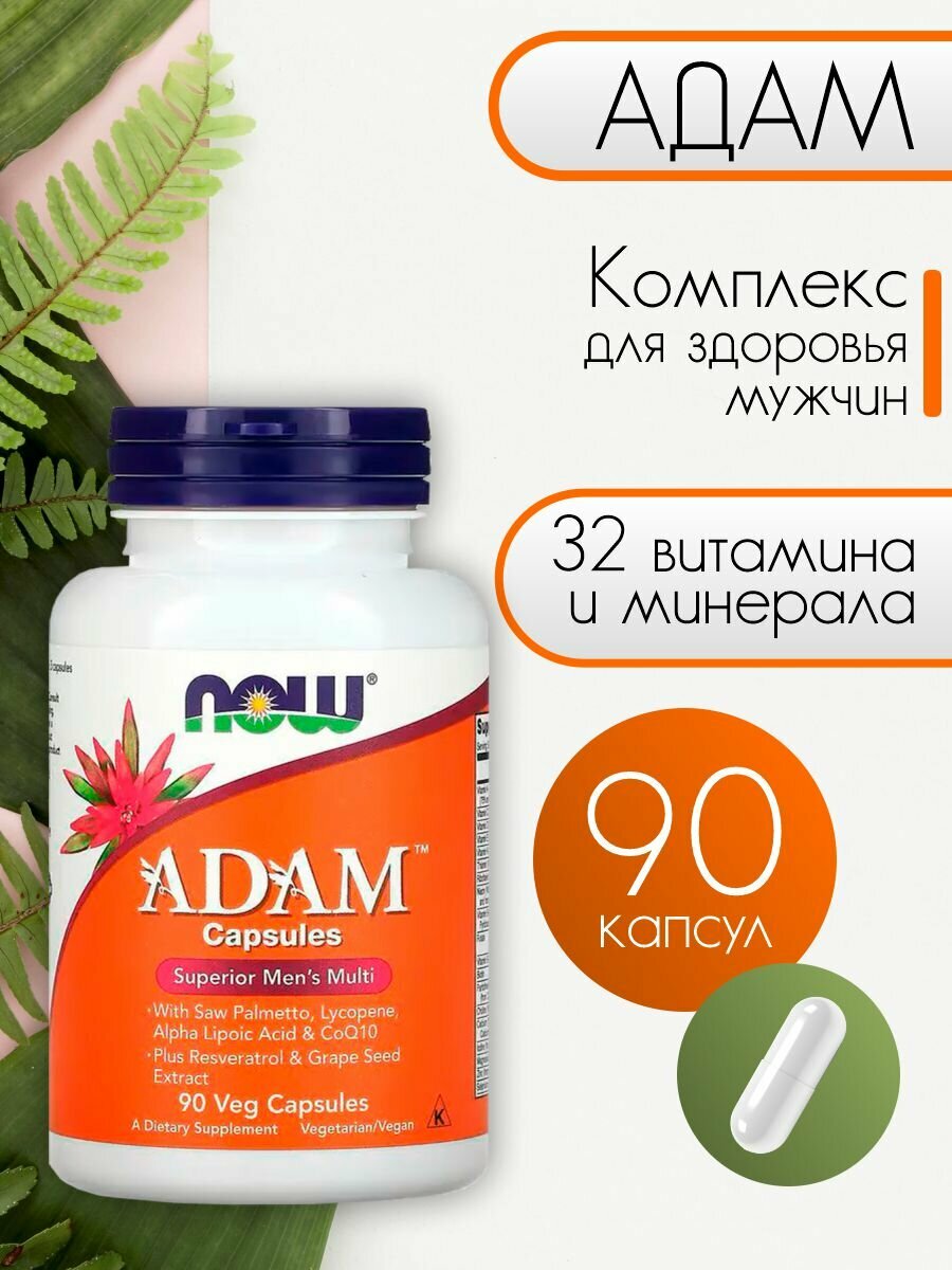 Мультивитаминный комплекс NOW Mens ADAM, для мужского здоровья, 90 капсул