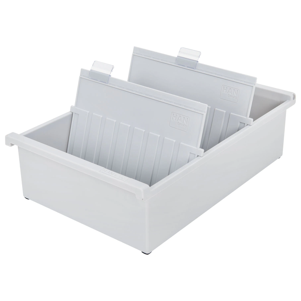 Картотека пластиковая формат А5 (210х148 мм) горизонтальная на 1300 карт, серая, HAN (Германия), НА955/0/11