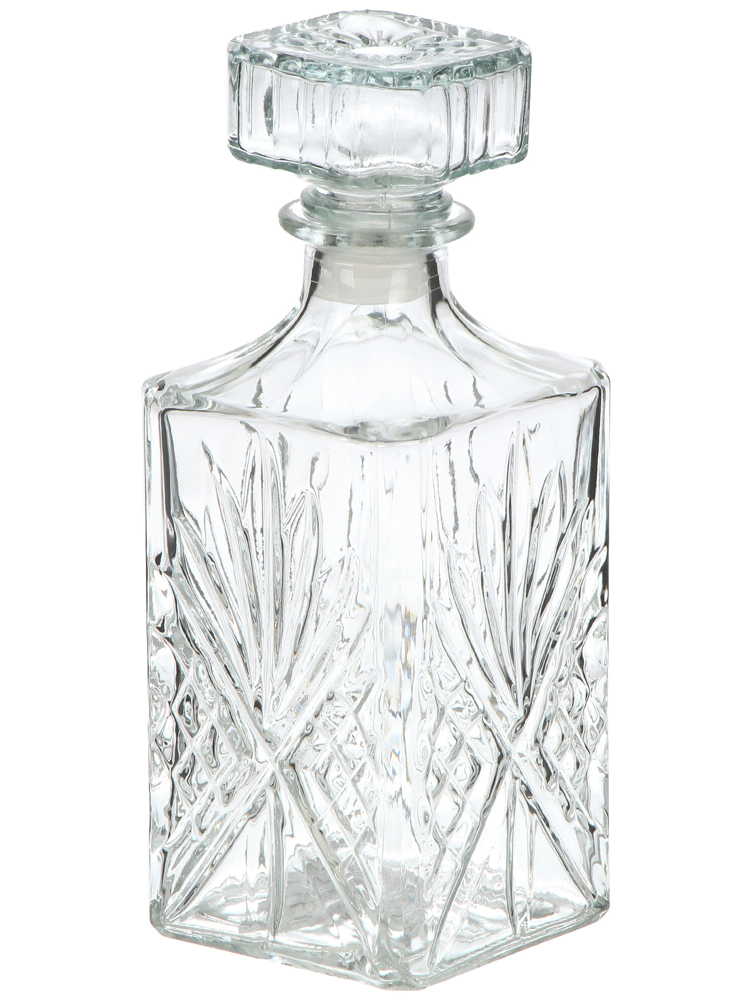 Штоф стеклянный Daniks Квадро 0.9 л, графин для виски, водки и коньяка, прозрачная посуда для напитков Y4-11347