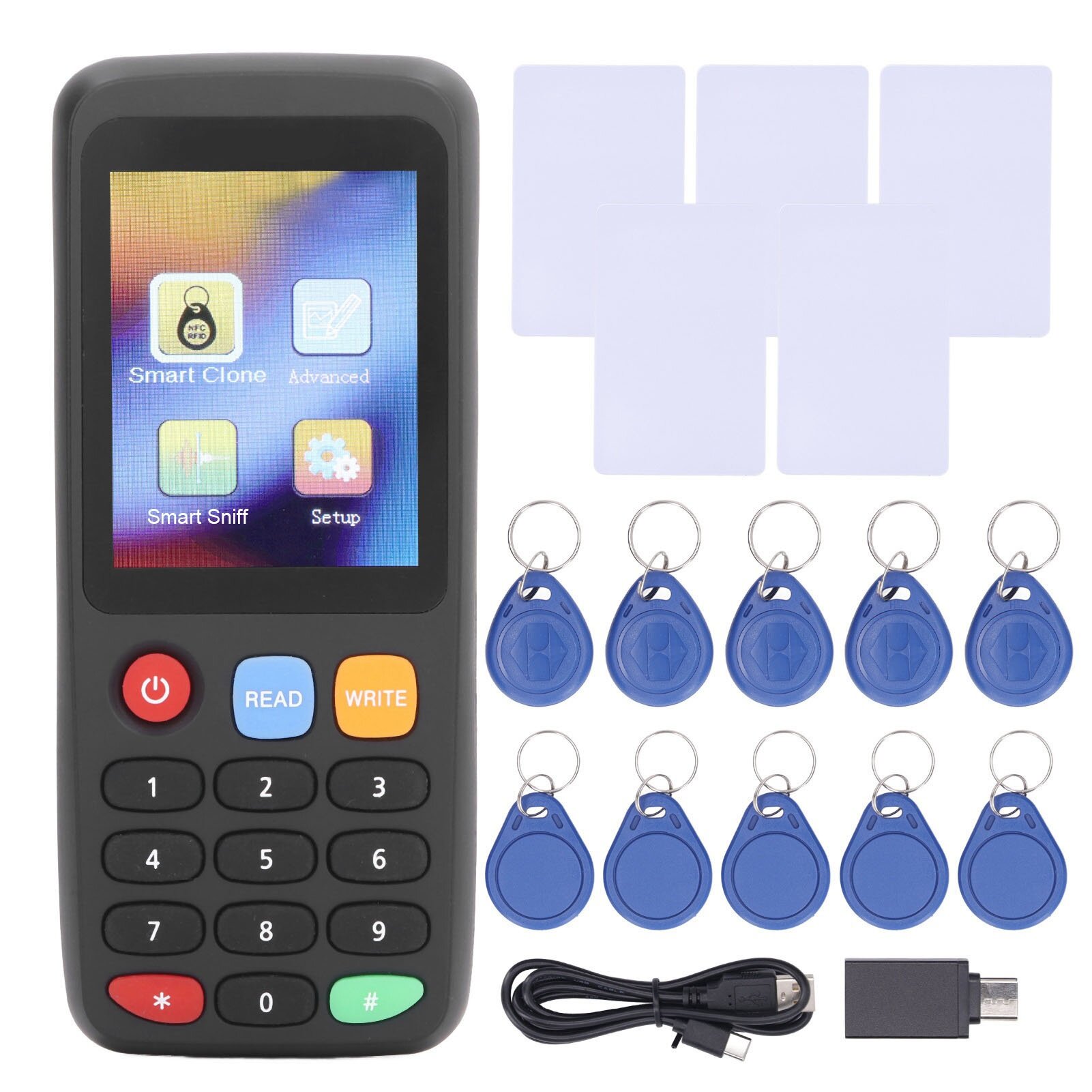 Копировальный аппарат для NFC-карт, устройство записи ID IC, считыватель-дубликатор для лифтов, система контроля доступа, встроенный аккумулятор, 5 UID-застежек, карты T5577.