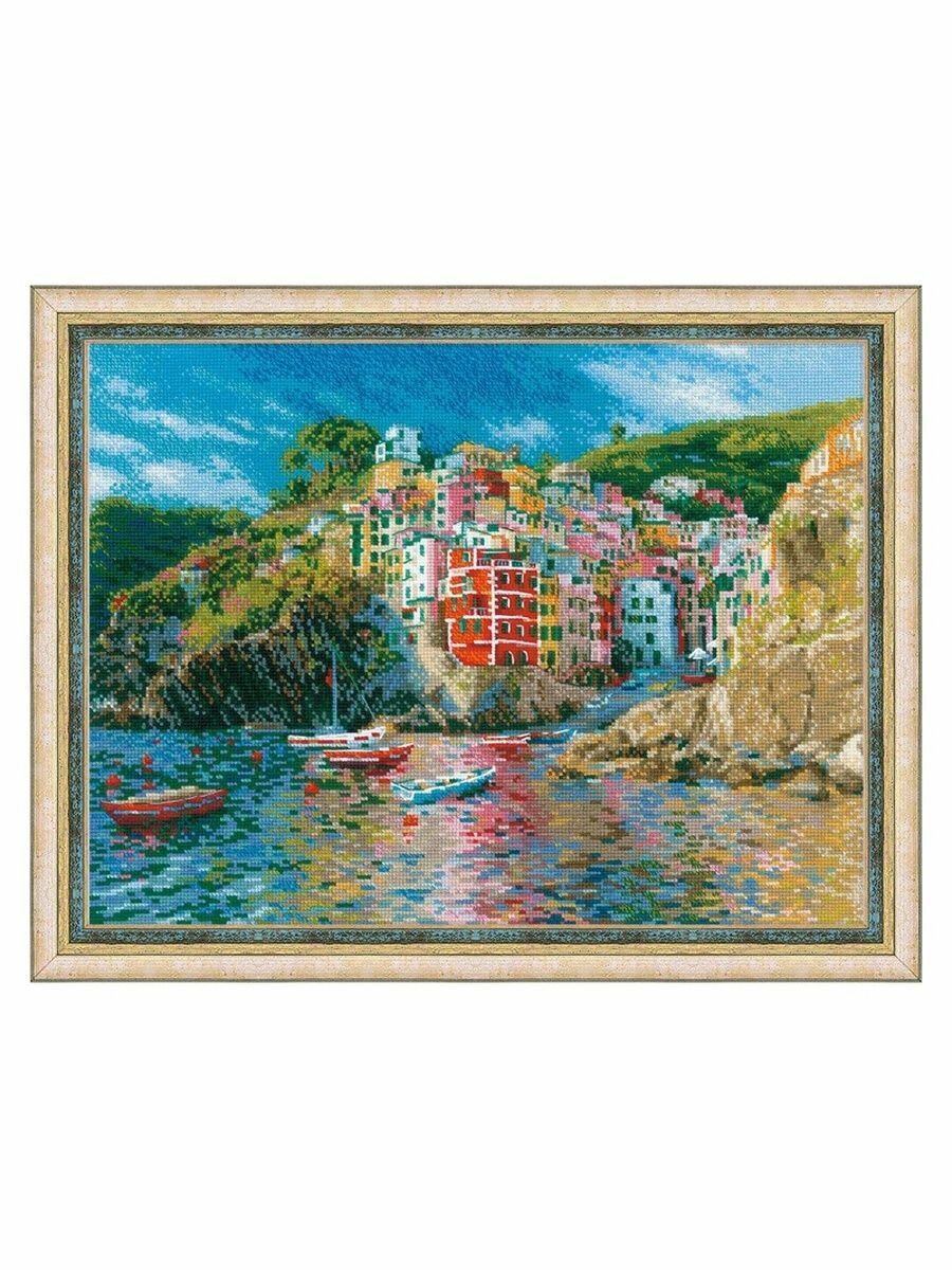 Набор для вышивки Amishop "Лигурийский залив", 18CT Aida, 37 цветов, 220 x 165 стежков, 23 x 31 см, Riolis 1747