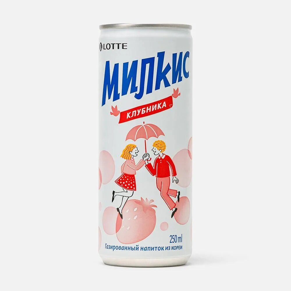 Газированный напиток Lotte Milkis со вкусом клубники, 6шт по 250мл