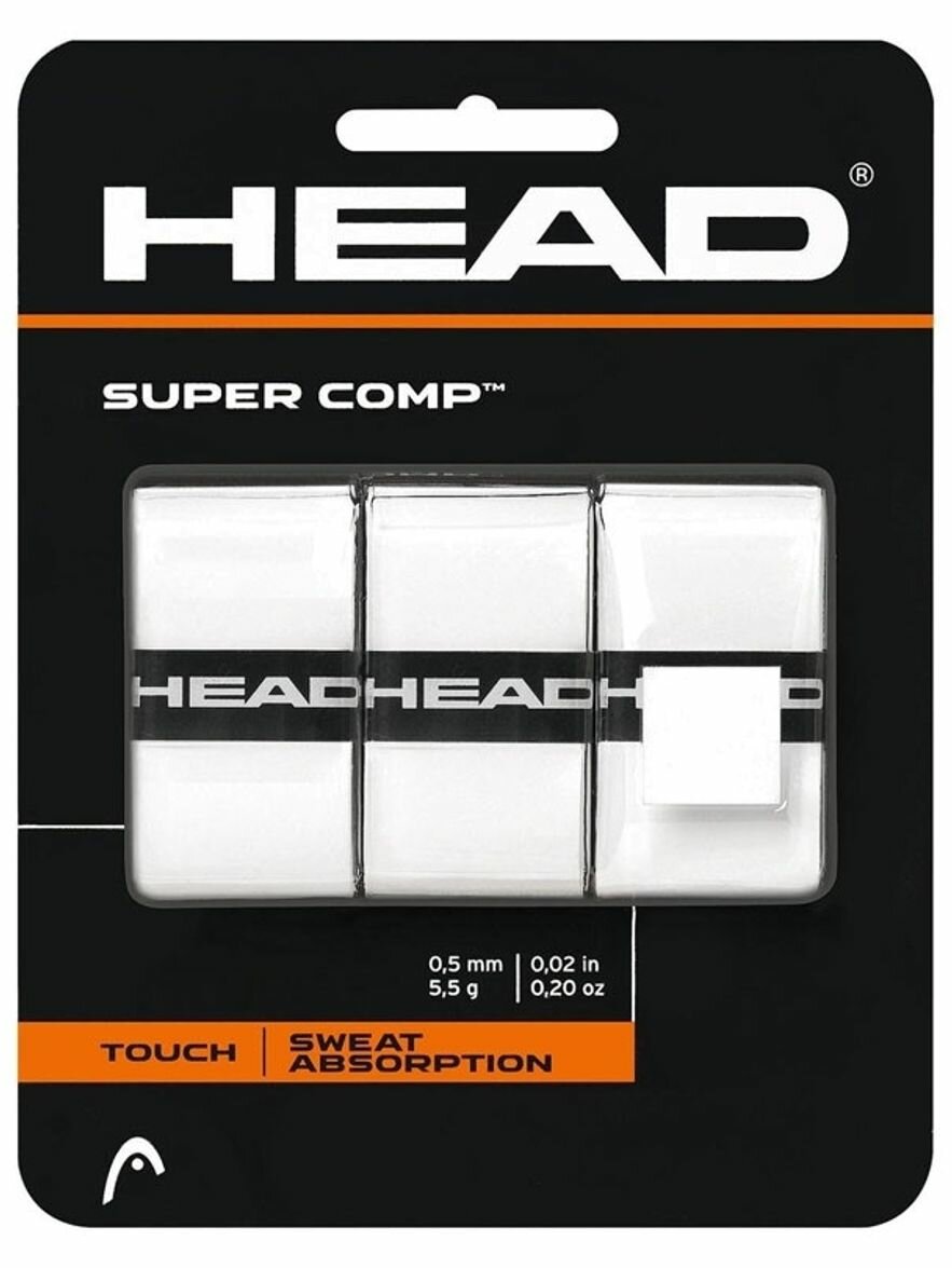 Овергрипы Head Super Comp Унисекс 285088-WH WH, белые, 3шт, 100% полиэстер