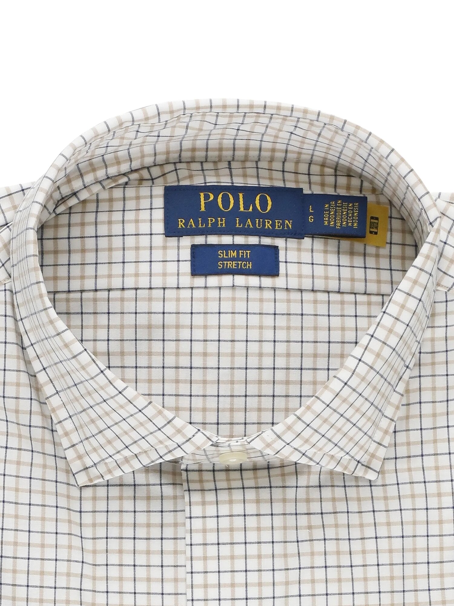 Рубашка Polo Ralph Lauren Checked shirt, размер M, бежевый/белый — фото 1