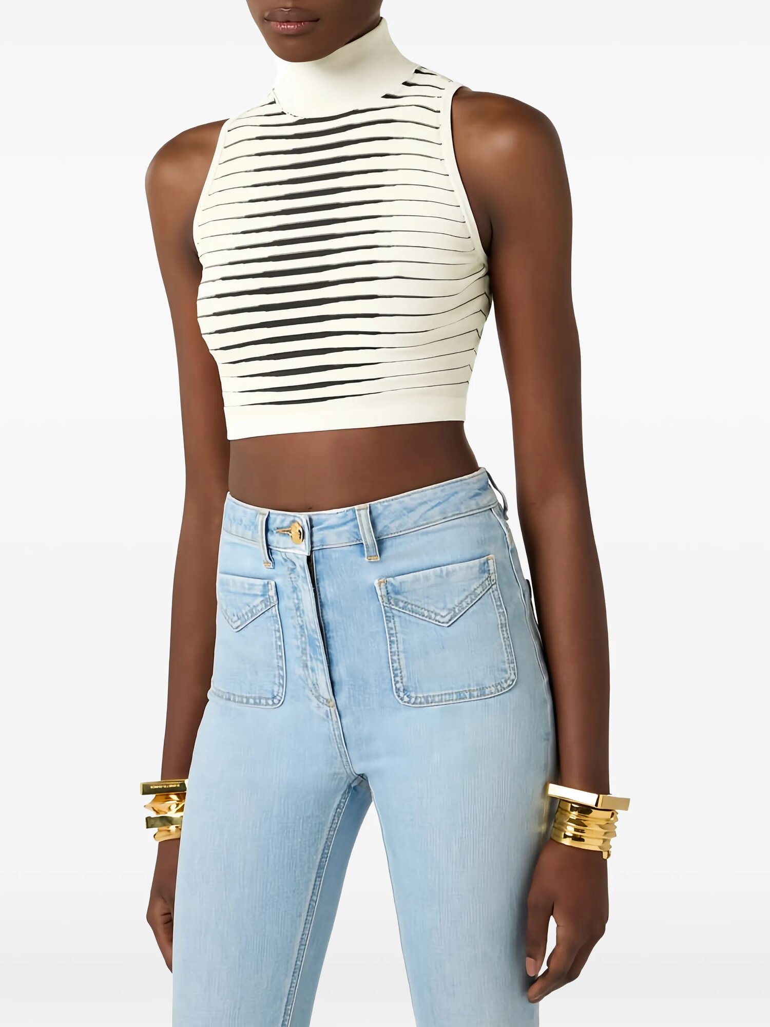 Топ Elisabetta Franchi Striped knit top, размер 48, разноцветный — фото 1