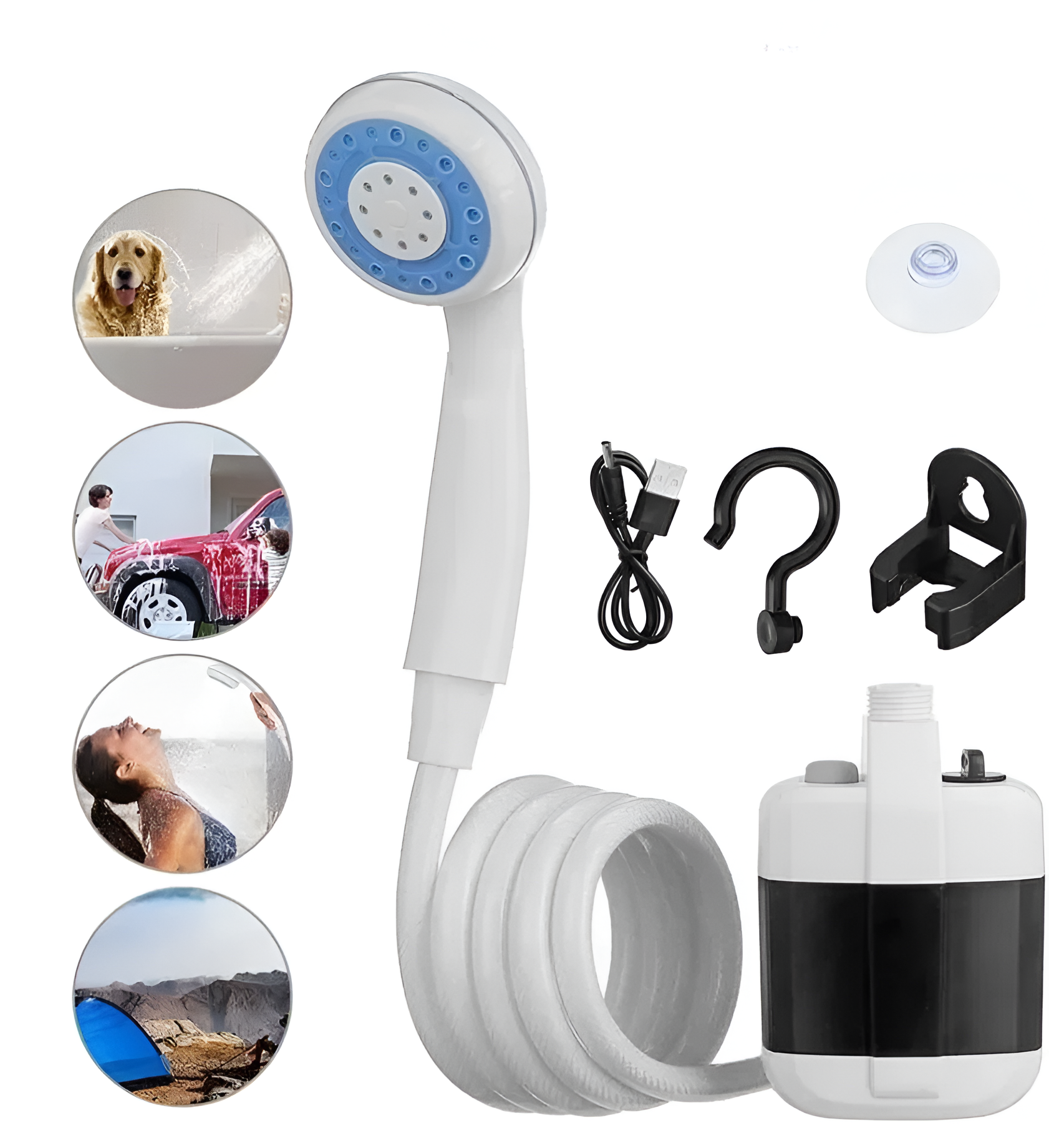 Походный переносной душ Portable Outdoor Shower с акуммулятором и USB зарядкой