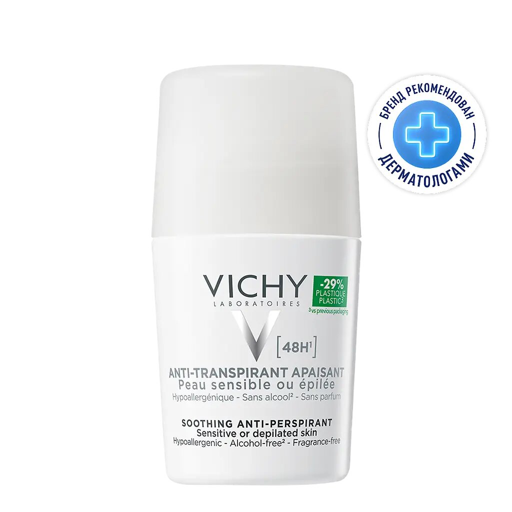 Vichy Deodorants Дезодорант-антиперспирант шариковый 48 ч для чувствительной кожи 50 мл 1 шт