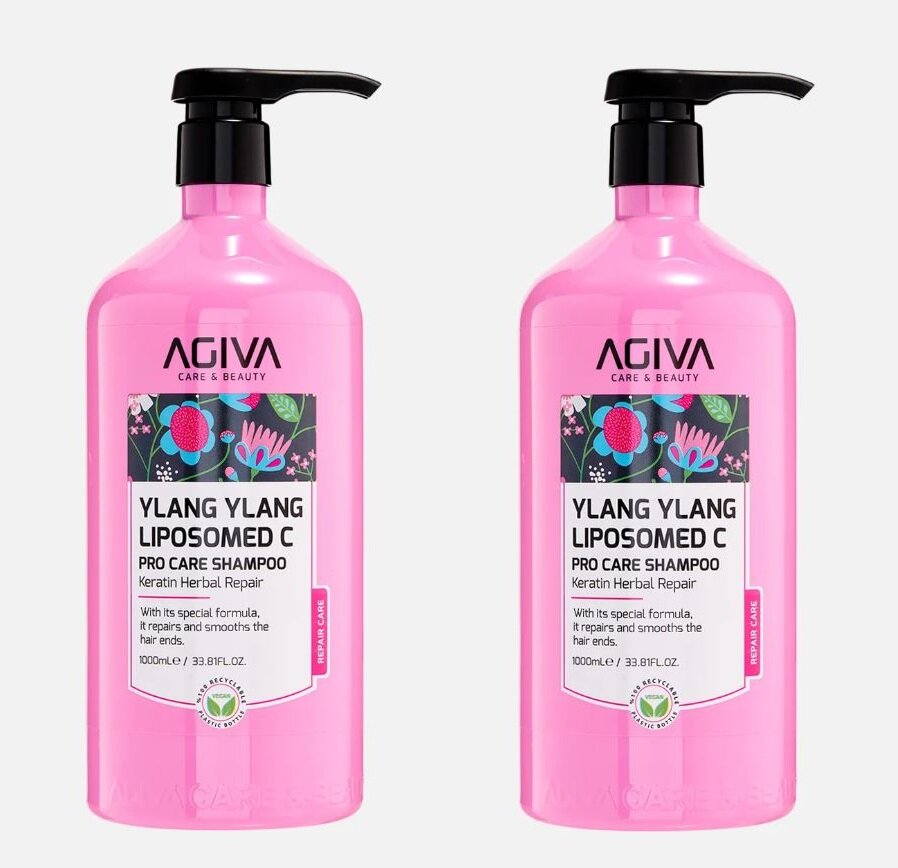 AGİVA Шампунь для волос Ylang Ylang Lıpozom C Pro Care, 1000 мл - 2 штуки