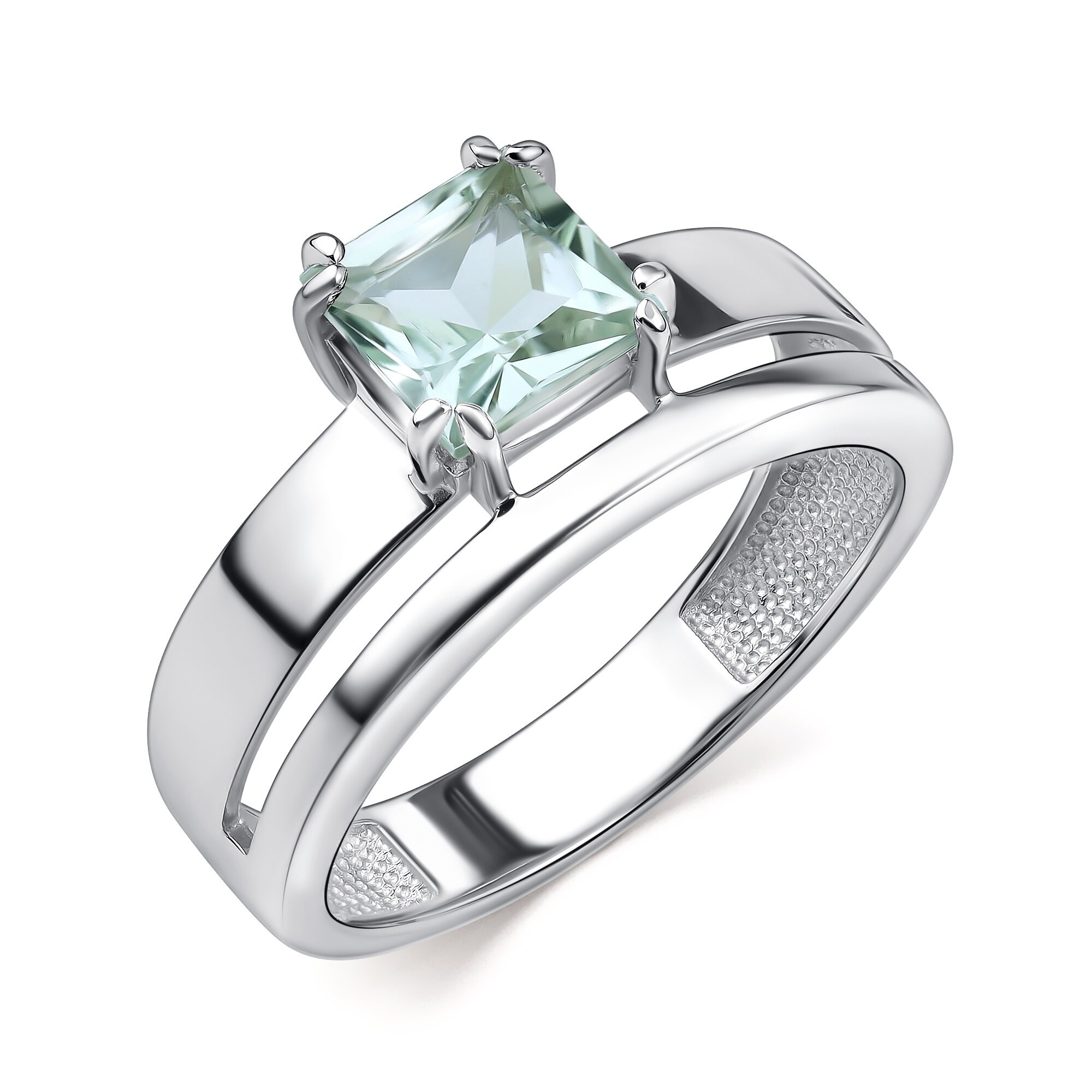 Кольцо, серебро, 925 проба, празиолит
