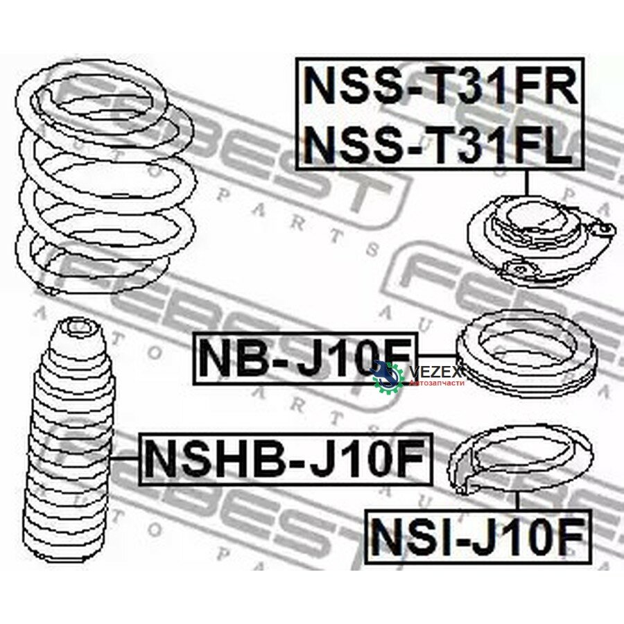 FEBEST NSS-T31FL Опора амортизатора левая NISSAN X-TRAIL T31 2007-2013 NSS-T31FL