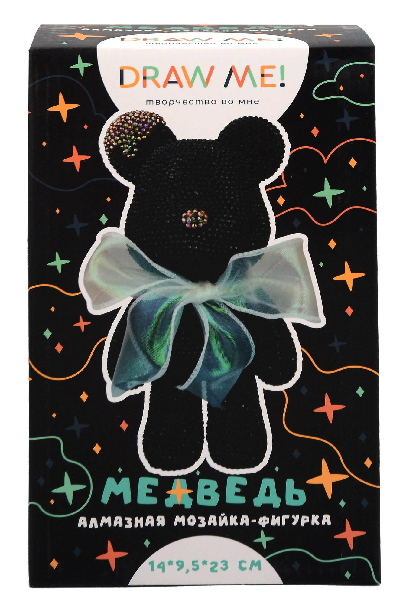 Алмазная мозаика на фигурке Draw Me! "Черный мишка", (14*9,5*23 см)