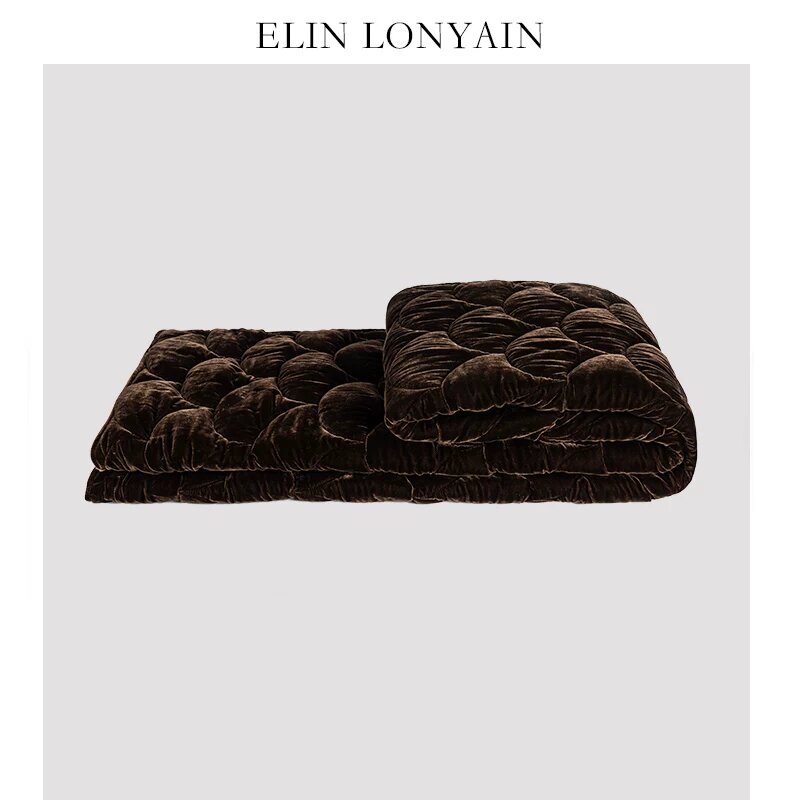 Плед-накидка Longyan Home Furnishing, современный, простой, темно-коричневый, из шелкового бархата, с вышивкой,