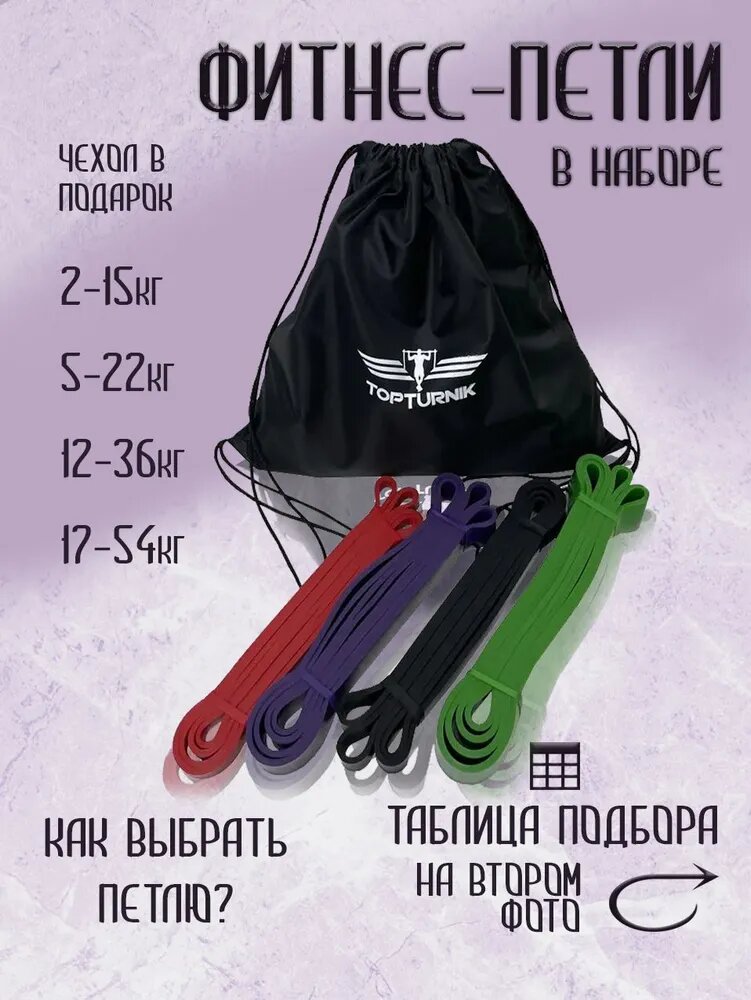 Эспандер ленточный для тренировок и подтягивания, резинки для фитнеса в наборе, 4 шт