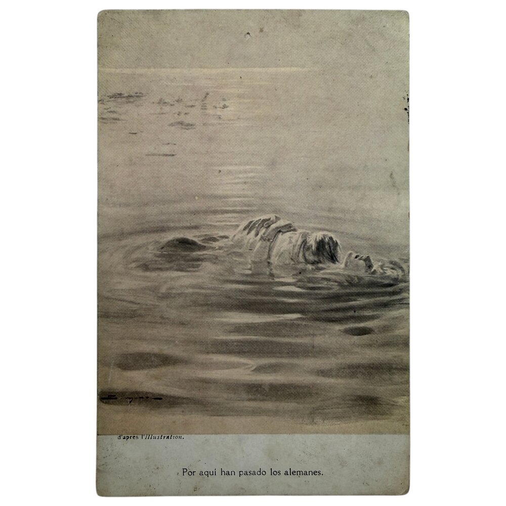 Почтовая открытка "Здесь прошли немцы" 1914-1917 гг. Франция