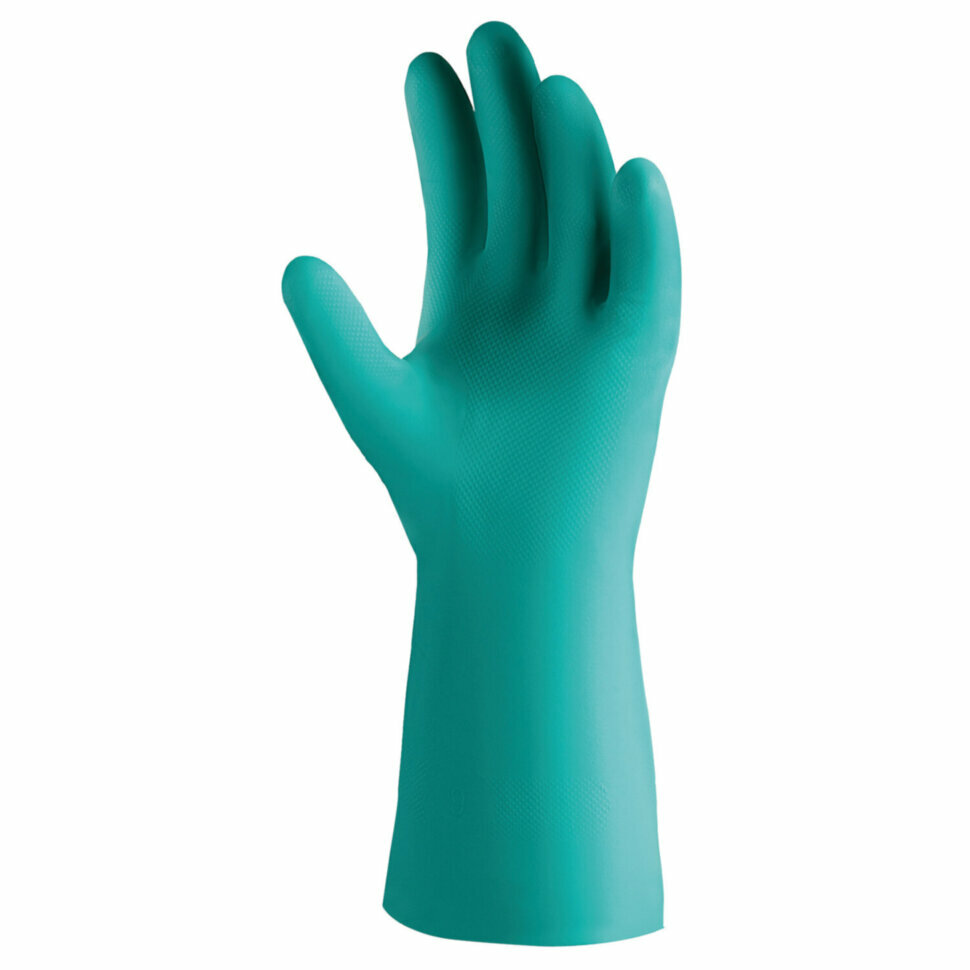 Перчатки нитриловые КЩС JETA SAFETY, хлопчатобумажное напыление, размер 10 (XL), зеленые, JN711, JN711-10-XL, 700613