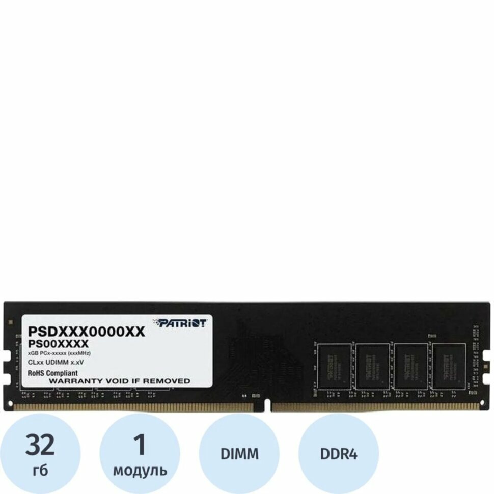 Модуль памяти Patriot DDR4 DIMM 32Gb 2666МГц CL19 (PSD432G26662), 1470221