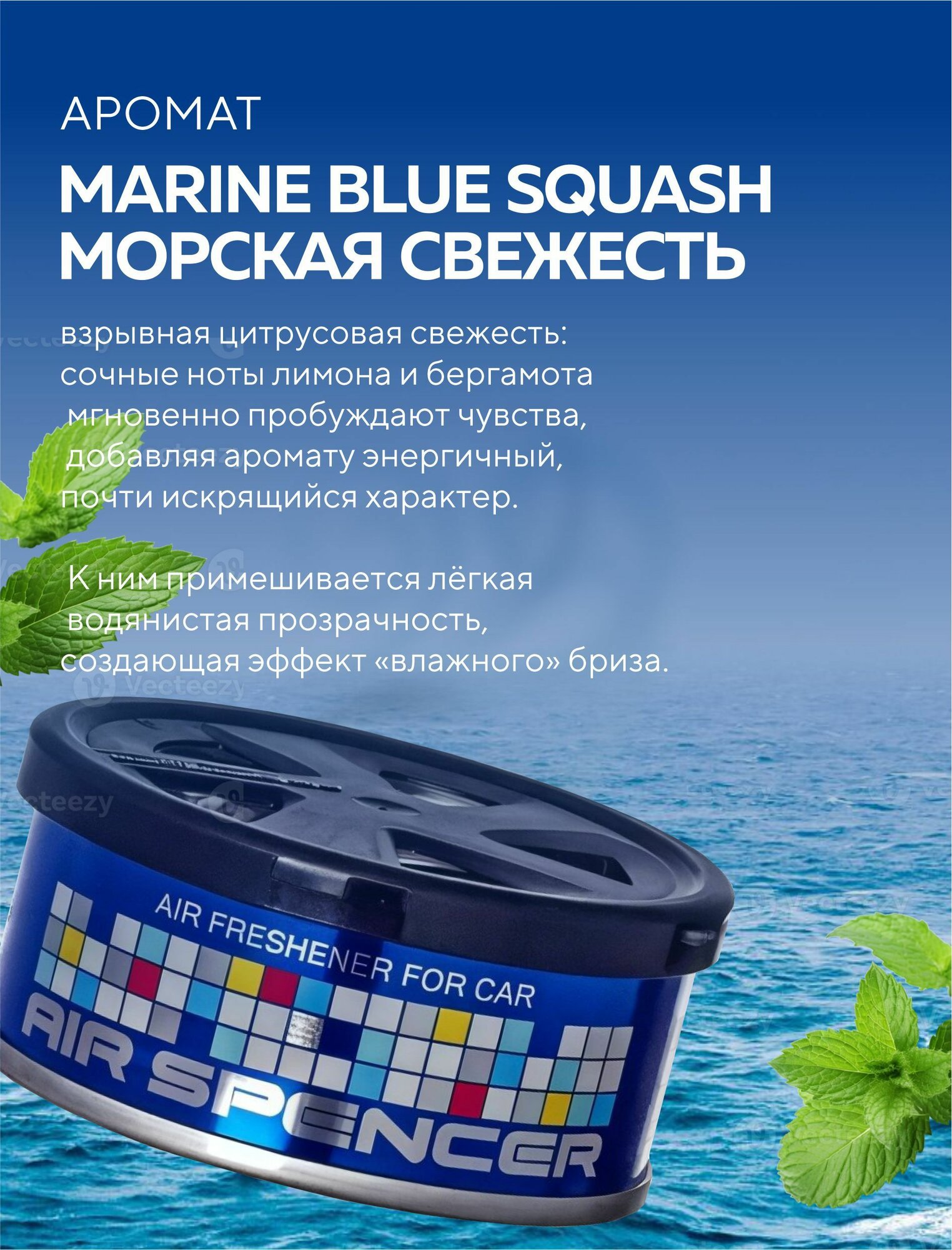 EIKOSHA ароматизатор для автомобиля и дома MARINE BLUE SQUASH A106 (Свежесть океана)