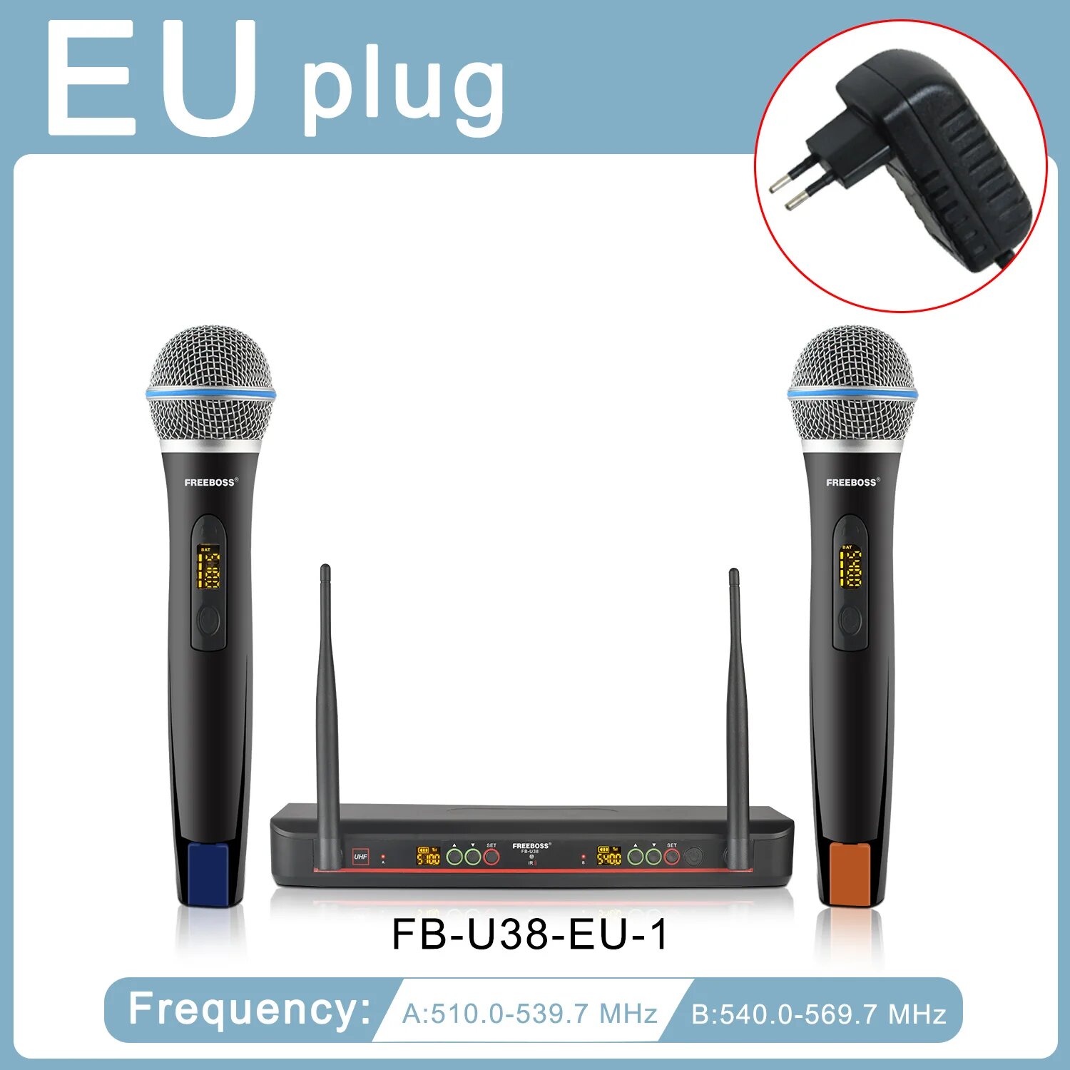 FREEBOSS FB-U38 Беспроводной микрофон для караоке, EU PLUG