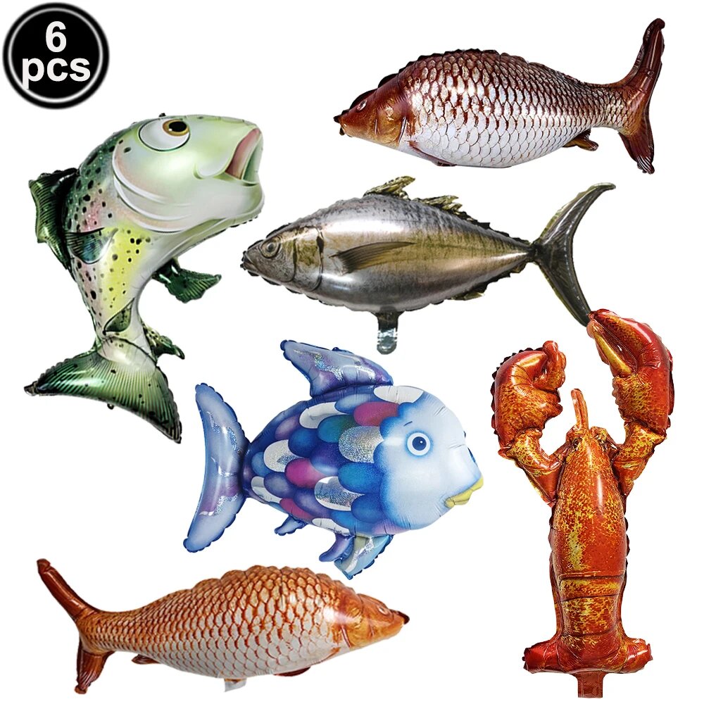 Фольгированные шары рыбки, 6 шт, Mix-6pcs