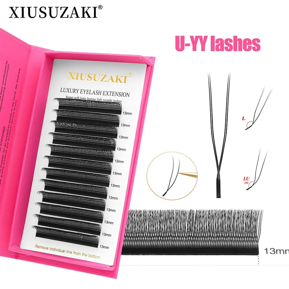 Накладные ресницы XIUSUZAKI L/LU/M Curl U YY 2D-6D норковые M, 9 мм, U YY