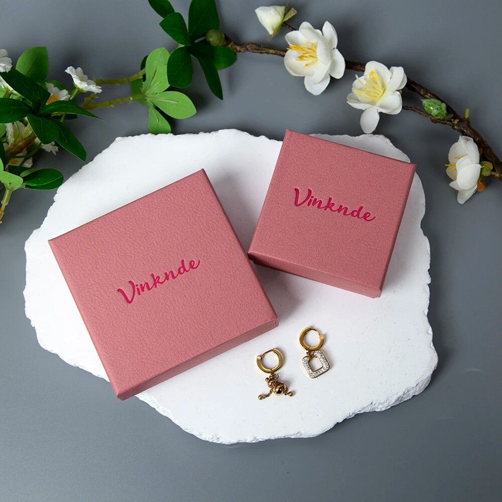 Подарочные коробки из картона Weikende для украшений 7x7x3 см Розовый, 24pcs with logo, 9x9x3cm