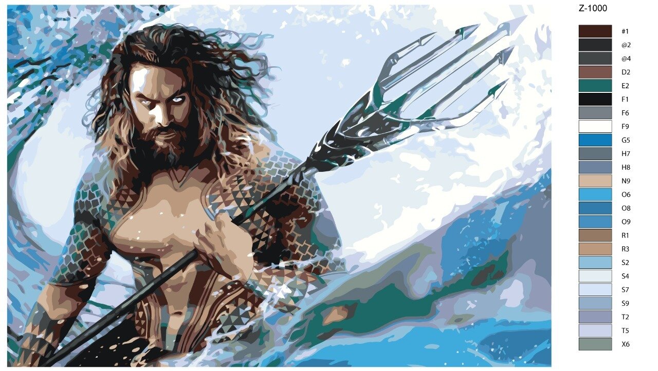 Картина по номерам Z1000 "Аквамен-Джейсон Мамоа- Jason Momoa" 70x110