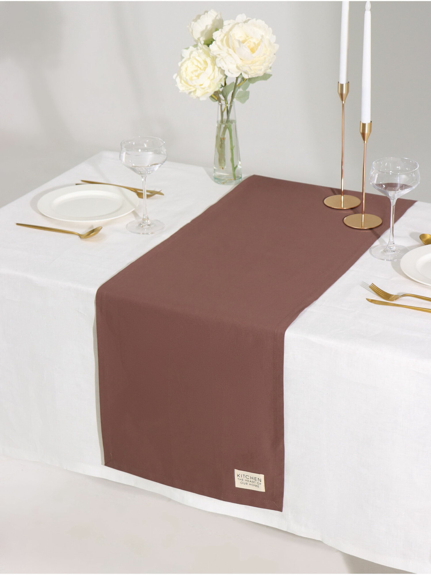 Дорожка на стол Kitchen, 40x150 см, 100% хлопок, саржа 220 г/?2, коричневая
