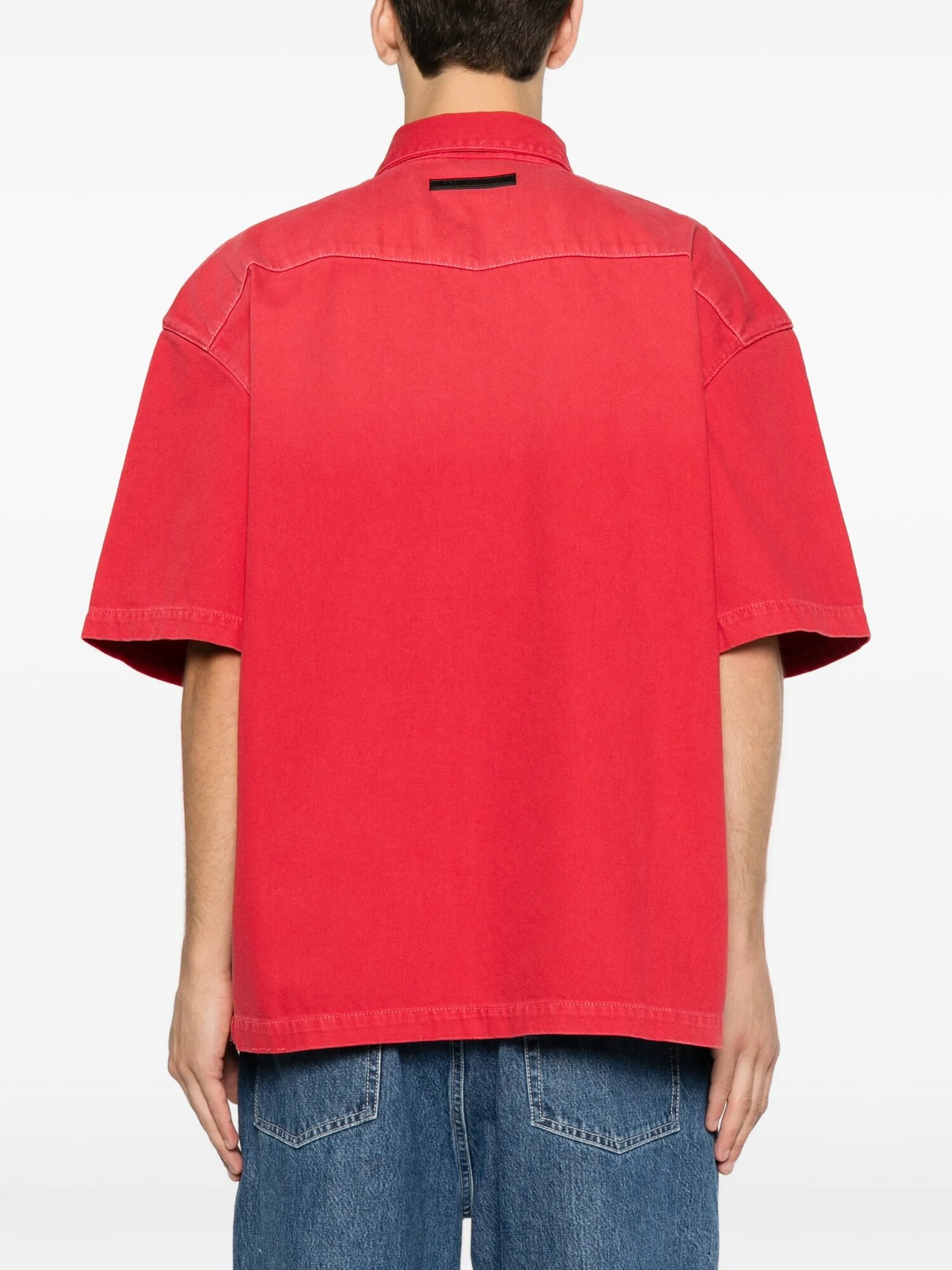 Рубашка 7 For All Mankind Logo-patch short-sleeve overshirt, размер M, red — фото 1