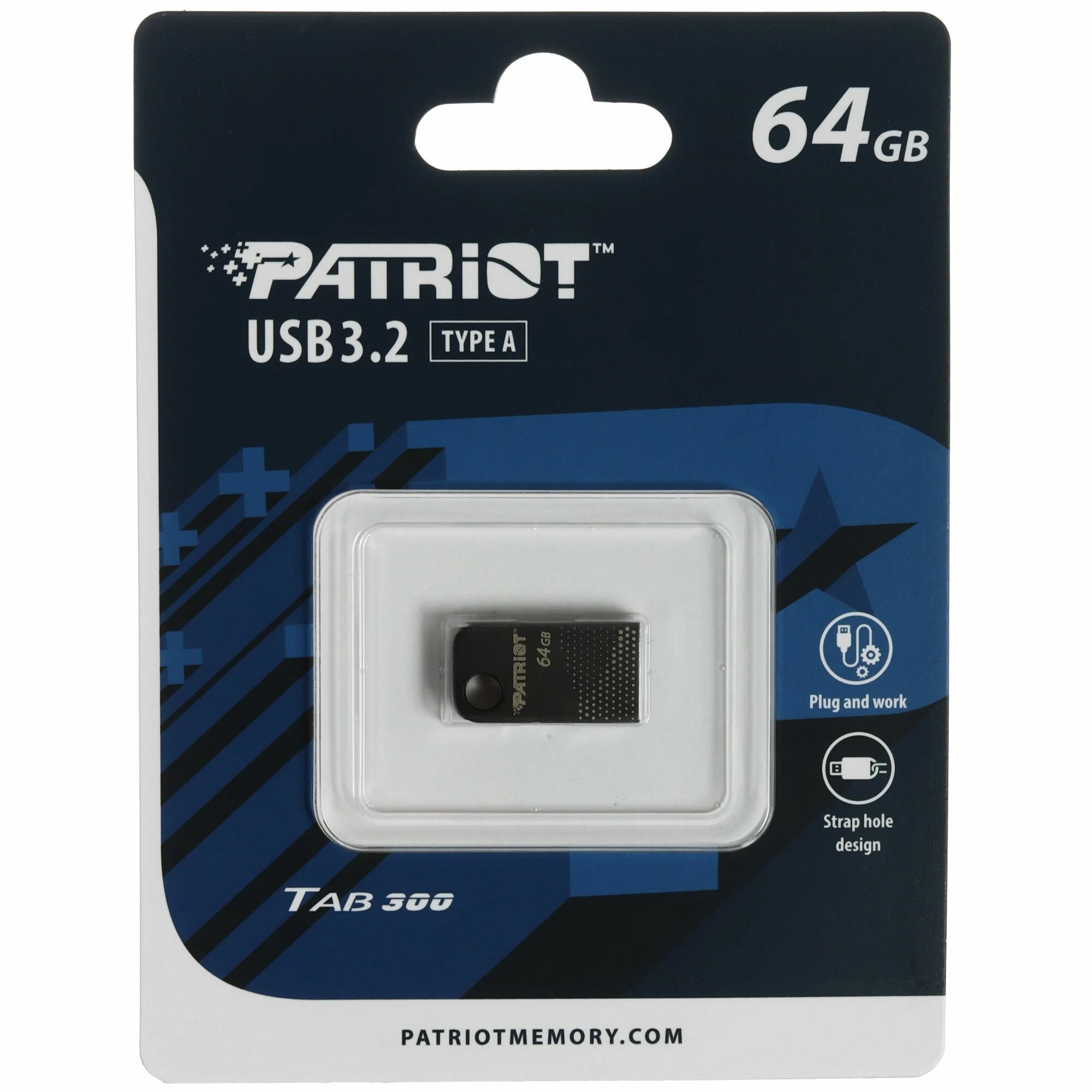 Память USB Flash 64 ГБ PATRIOT Tab 300 (PSF64GT300DS3U) - USB3.2, USB Type-A
