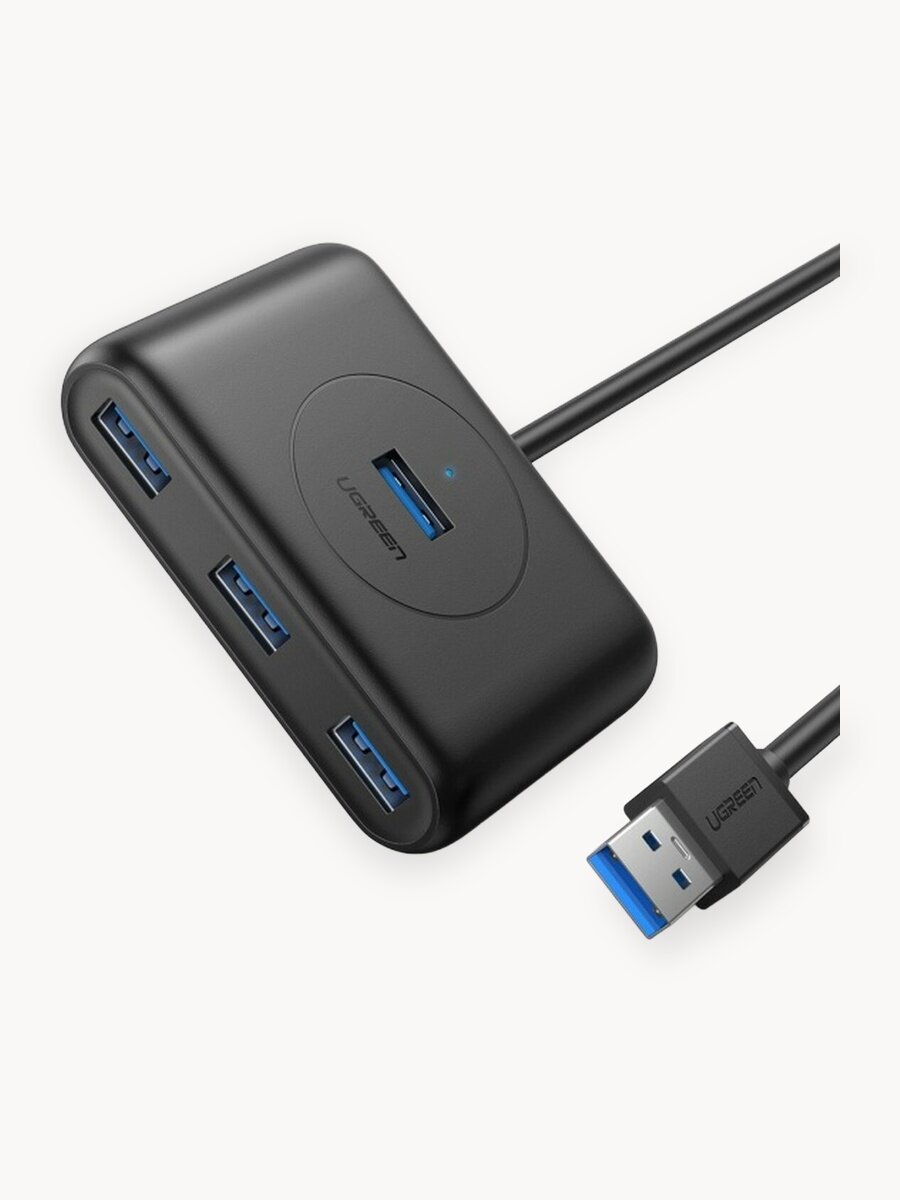 Хаб (разветвитель) Ugreen USB 3.0 x 4, 1 м, черный(20291)
