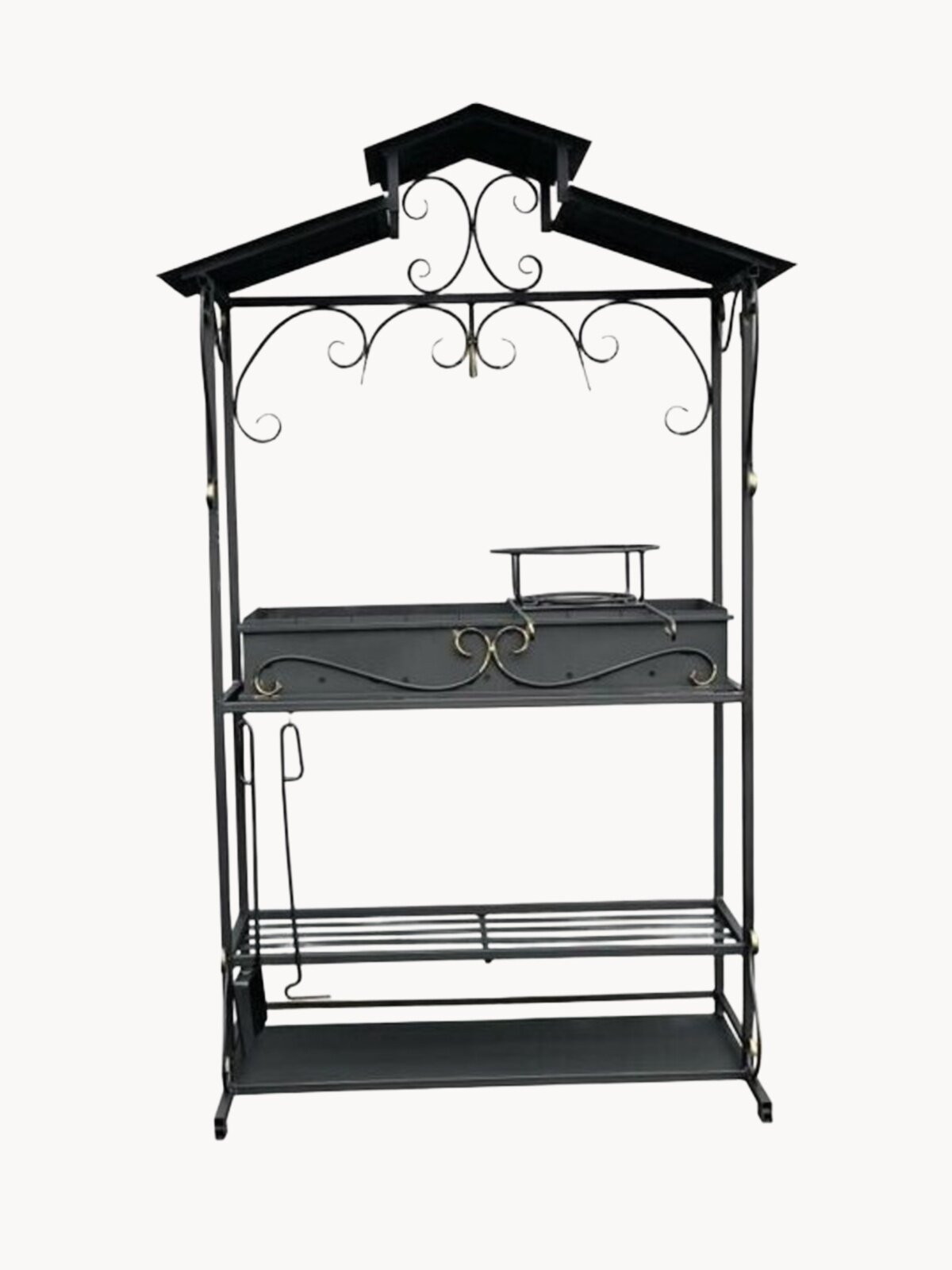 Мангал для дачи с крышей неразборный Kovmangal Дружба мини 180 х 100 х 60 см