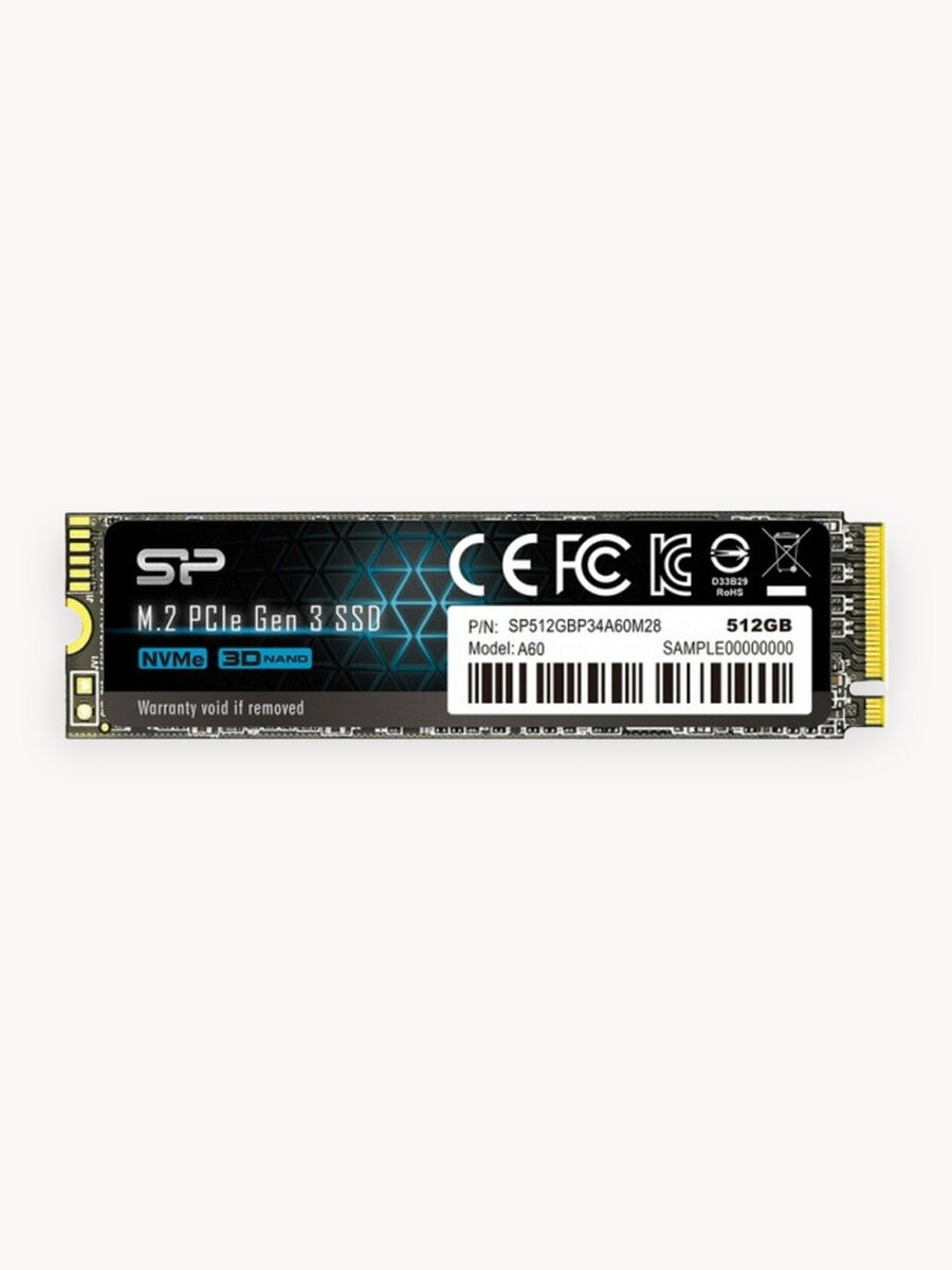 SSD диск Silicon Power SiliconPower P34A60, 512 Gb, M.2 2280, PCI-E 3.0 x4 (SP512GBP34A60M28)