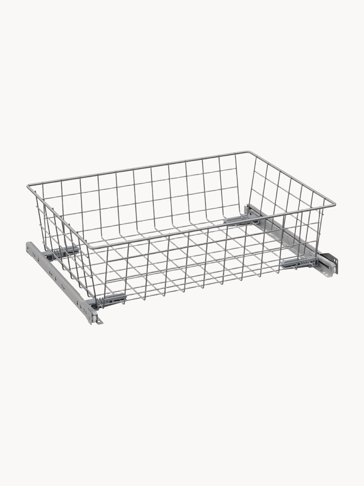 Корзина выдвижная металлическая с направляющими в шкаф, серебристый металлик 12*35*50см