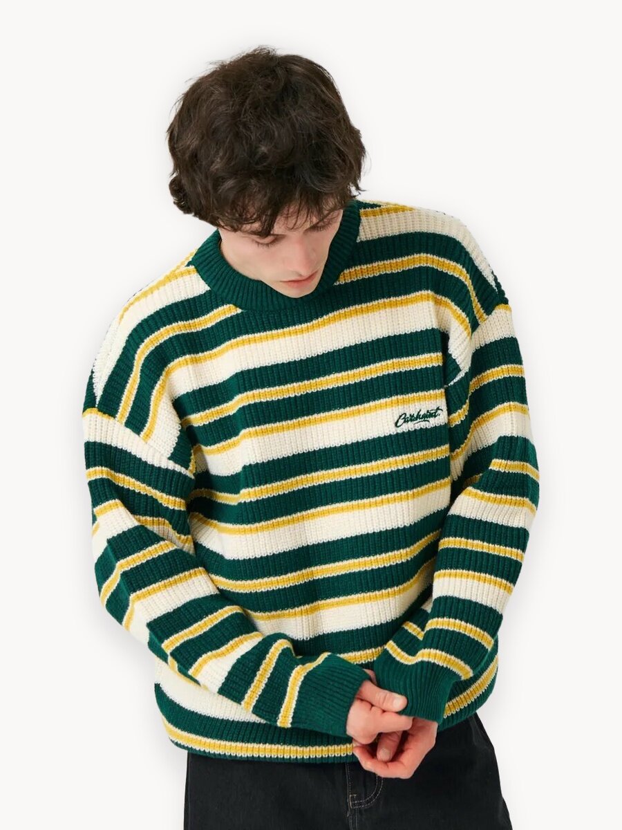 Свитер вязаный в полоску мужской/женский