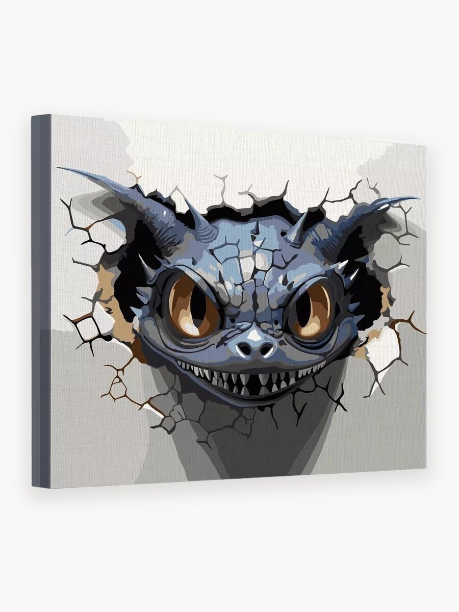 Картина по номерам на холсте с подрамником 40х50 см Хищный дракон