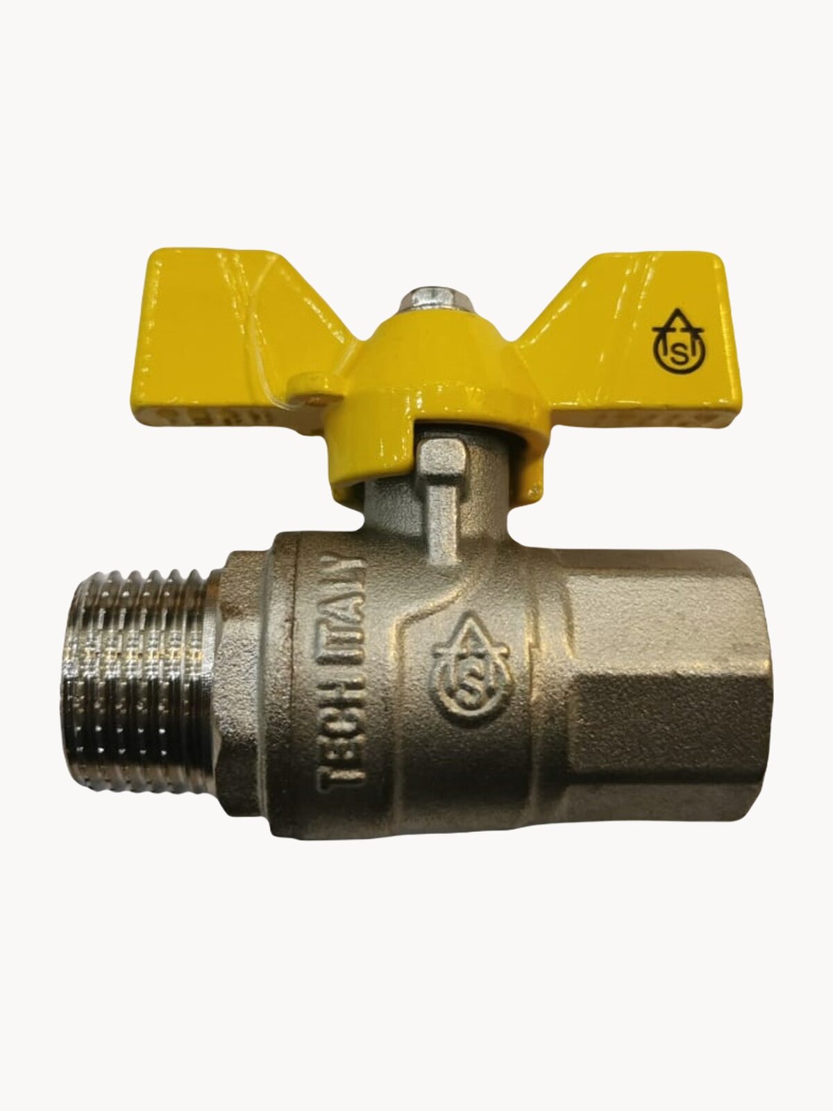 Кран шаровый для газа, рукоятка бабочка 1/2" вн.-нар. TST