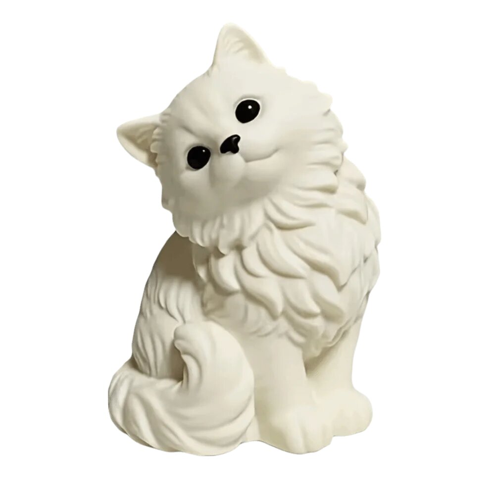 Фигурка кошки, 3D-печатная скульптура котенка, миниатюрная статуэтка персидской кошки, милый декор для дома в форме кошки, поделки для интерьера