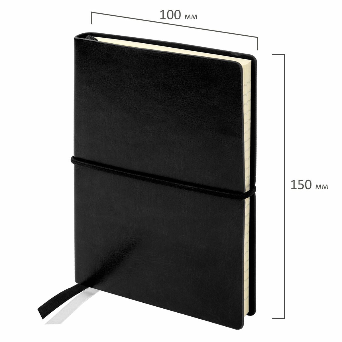 Блокнот 128л, А6 Brauberg Black Jack, клетка, кожзам гладкий, с резинкой, твердая обложка (125243), 72шт.