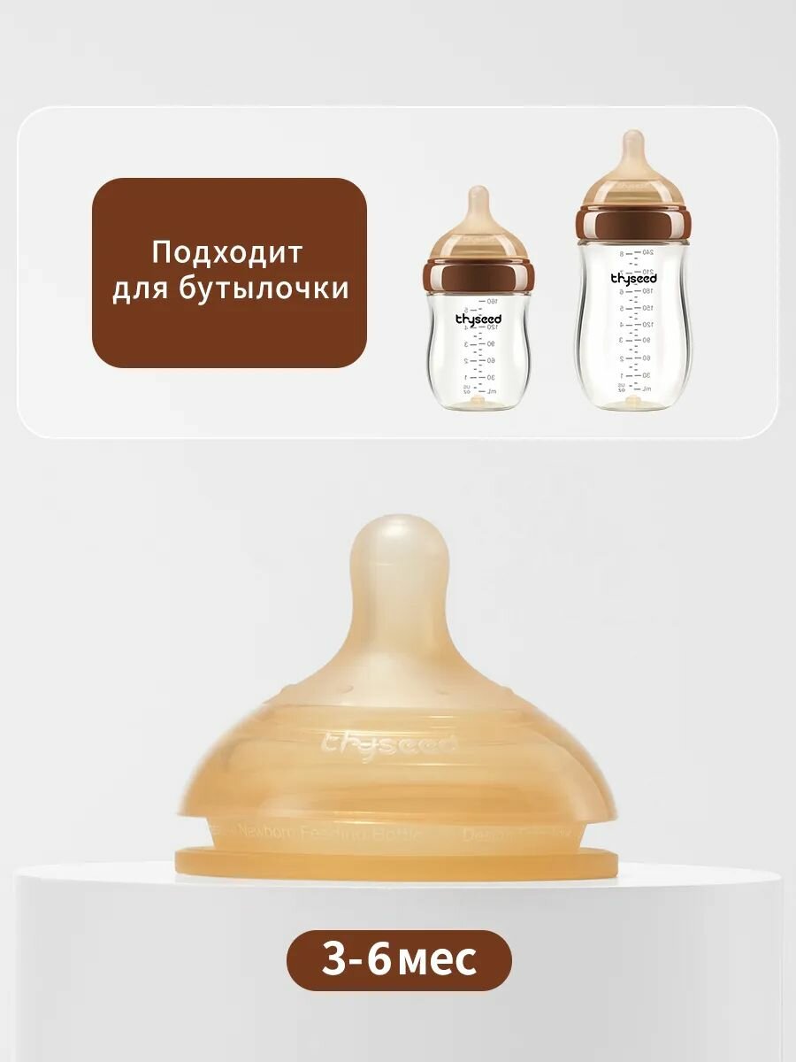 Соска для бутылочки для новорожденных, силиконовая, 3-6 мес