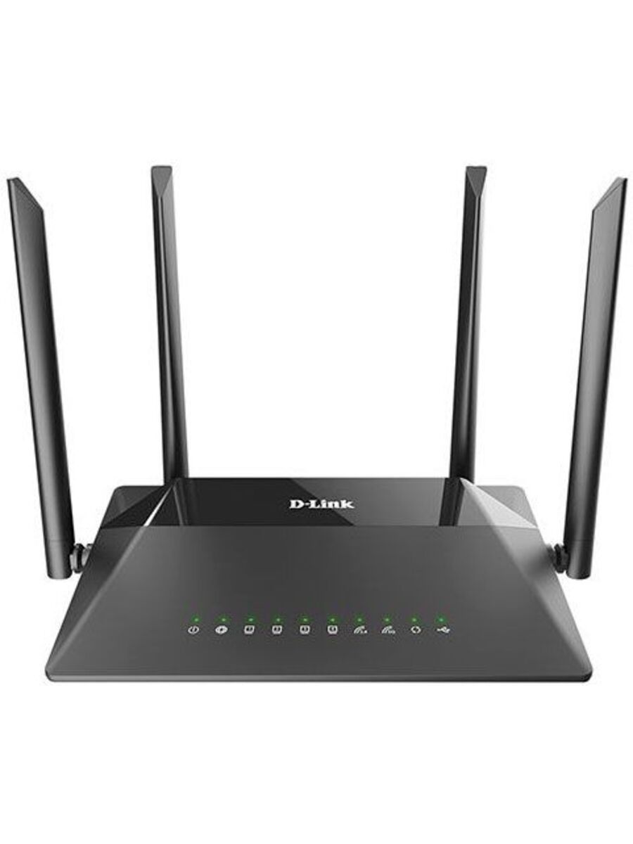 Wi-Fi роутер D-Link DIR-853/URU/R3A, AC1300, частоты 2.4 и 5 ГГц, 1000 Мбит/с, 4 внешние антенны, черный