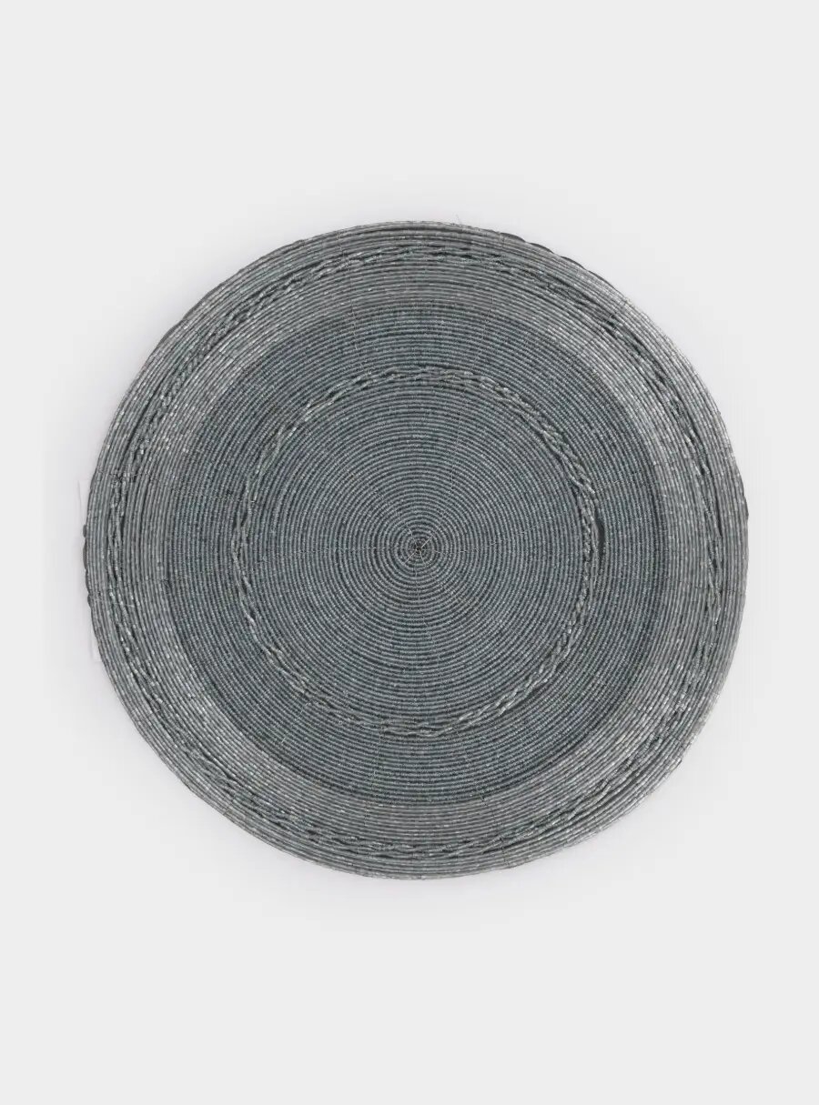 Салфетка под приборы, 36 см, бисер, круглая, серая, Bijou