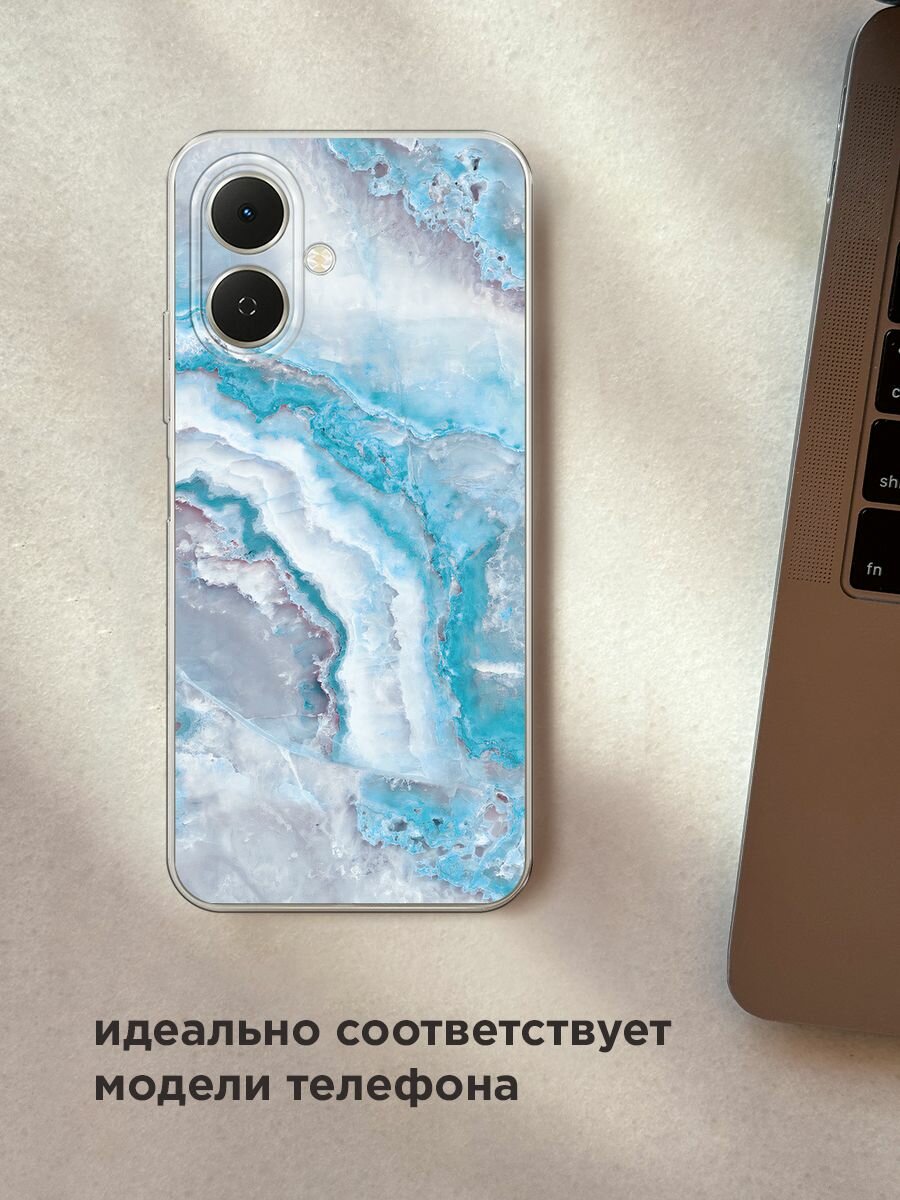 Чехол на Tecno Spark Go 2 / Текно Спарк Го 2 с принтом "Нежно-голубой мрамор" — фото 1